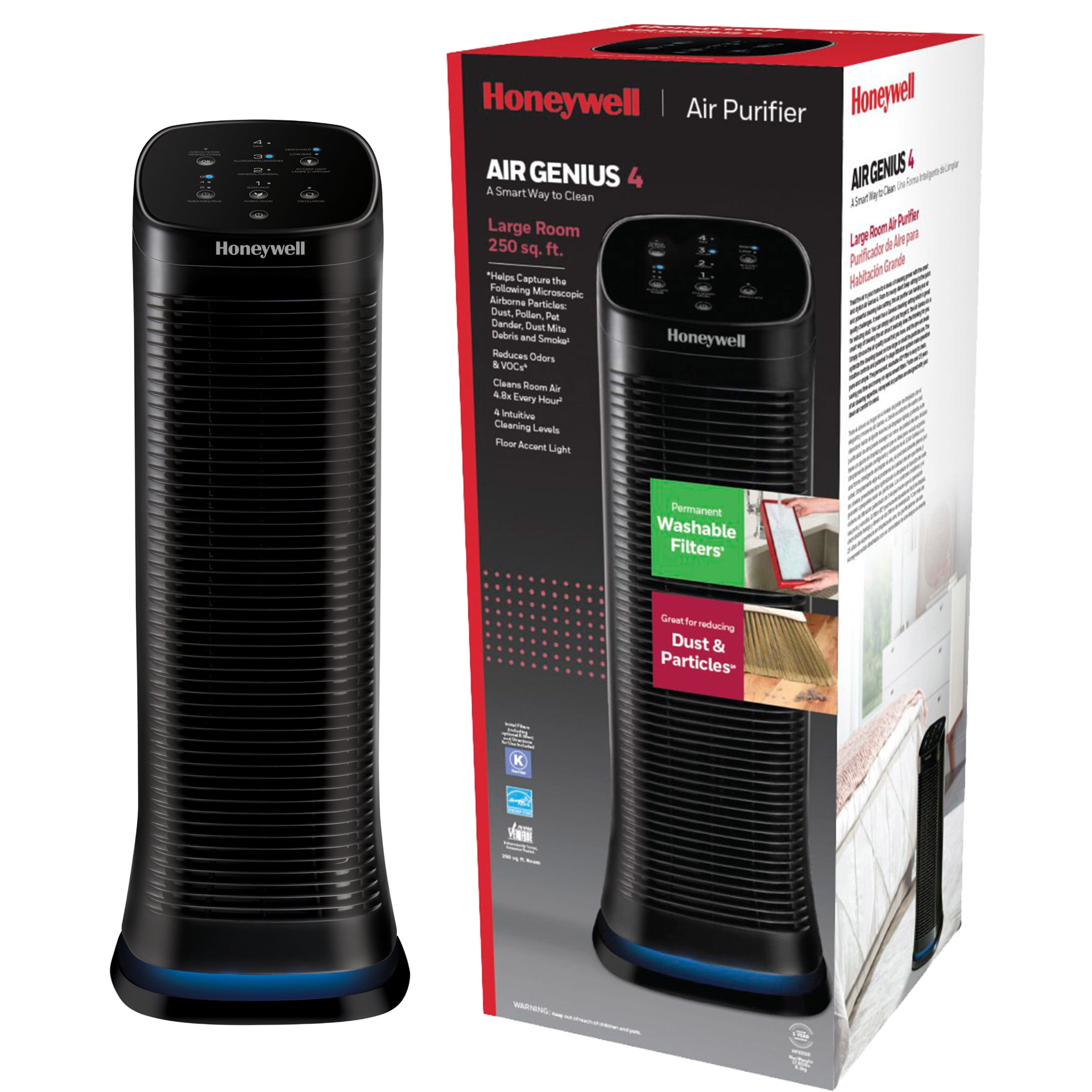 Honeywell Air Purifier, HFD310, 1200 sq ft, ifD Particle Washable ...