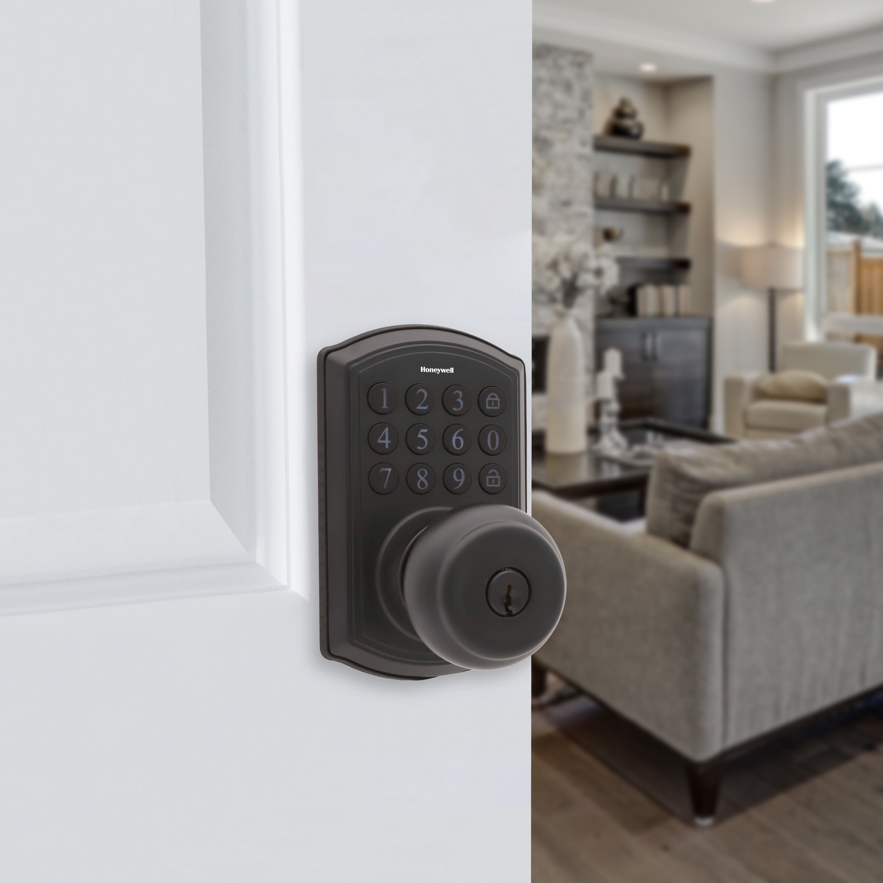 Honeywell Digital Knob Door Lock with Electronic Keypad Matte Black ...