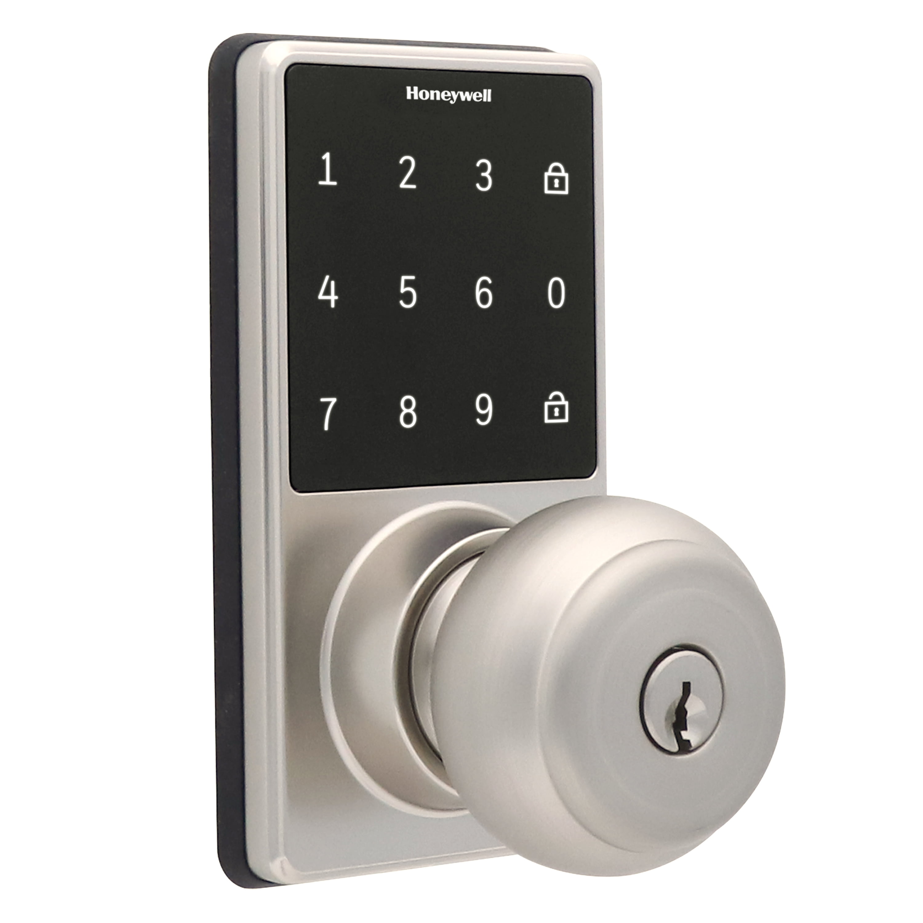 Honeywell Electronic Doorknob Lock with Touchscreen Satin Nickel Finish ...