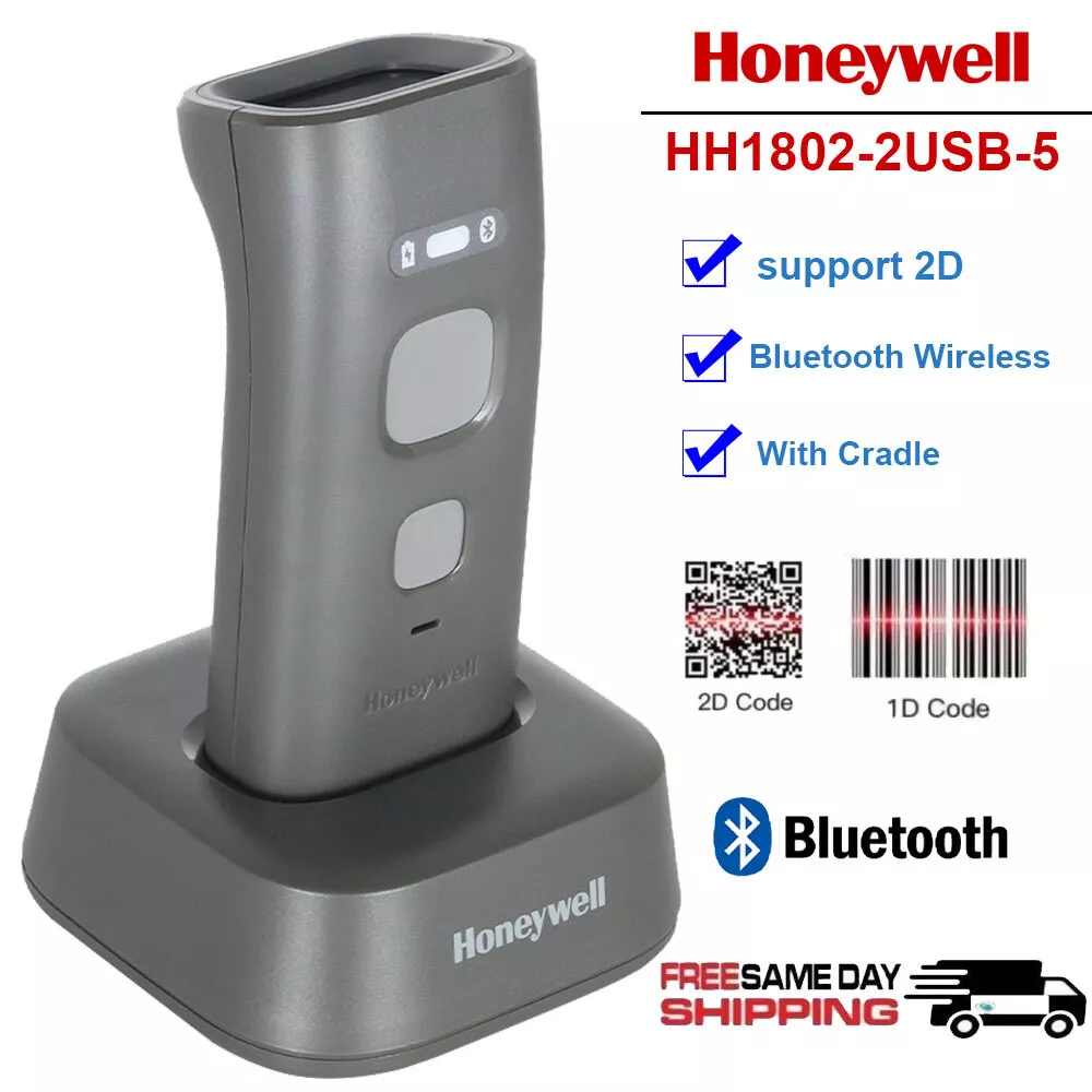 Honeywell HH1802-2USB-5 Wireless 1D/2D Pocket Barcode Scanner W/ Cradle ...
