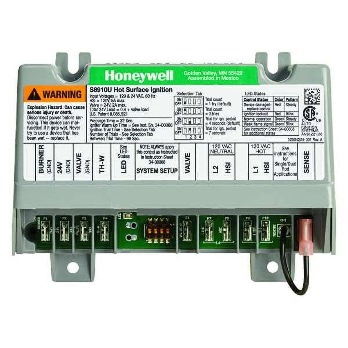 Honeywell Home Hot Surface Ignition Module, 120V AC S8910U3000 - Walmart.com