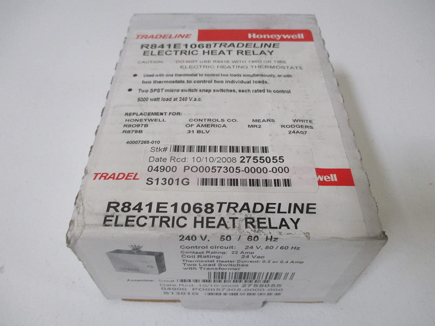 Honeywell, Inc. R841E1068 Electric Heating Relay 24 Vac SPST - Walmart.com