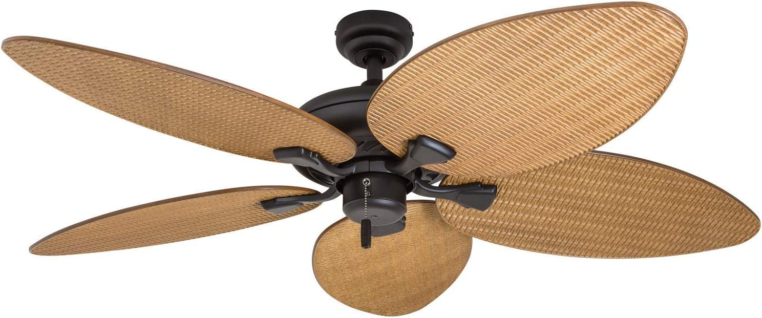 Honeywell Palm Valley 52" Bronze Tropical Ceiling Fan with 5 Palm ...