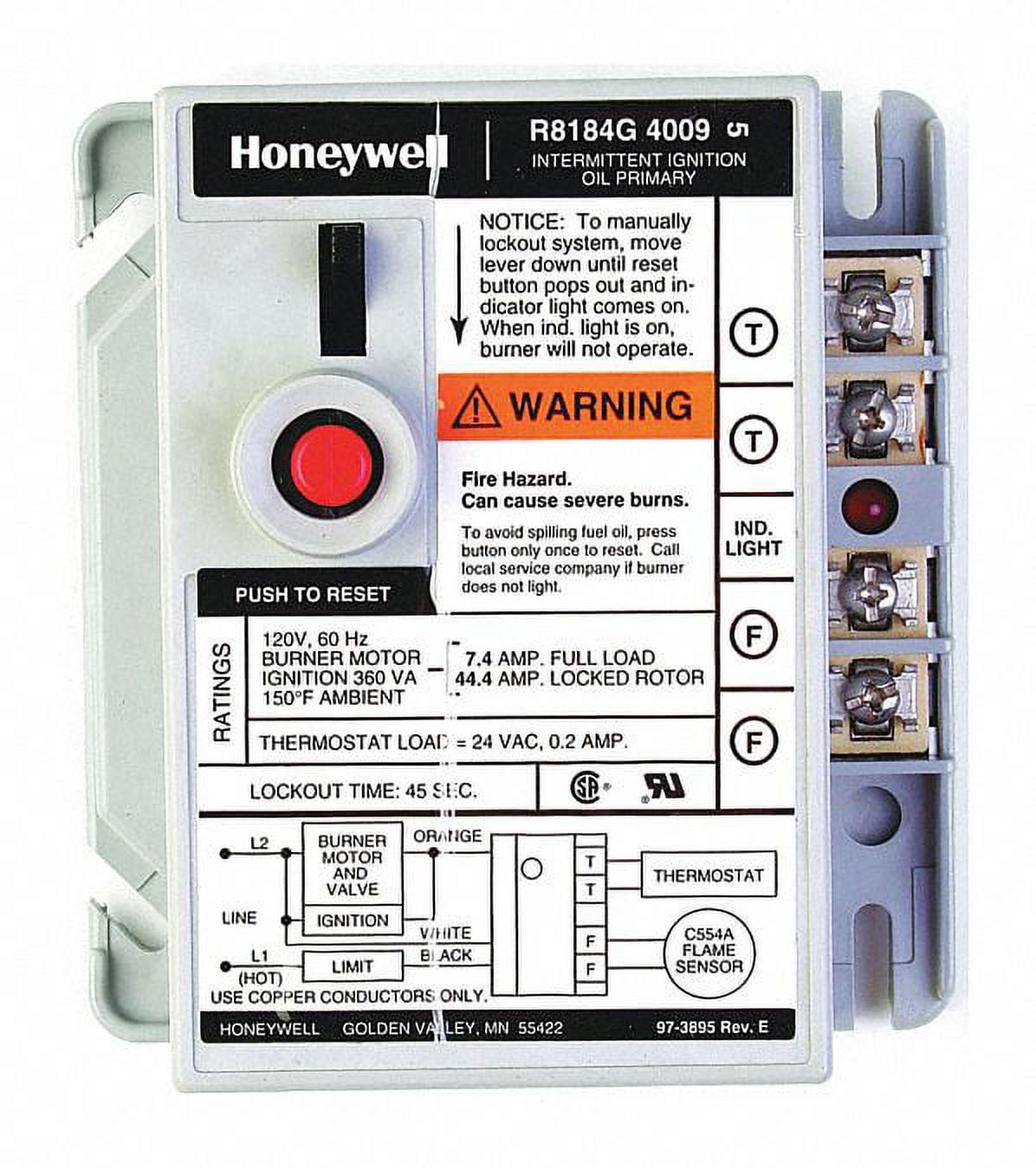 Honeywell R8184G4066 Protectorelay Oil Burner Control - Walmart.com