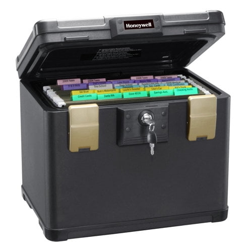 Honeywell Fireproof Box, 0.6 Cu ft, Waterproof, 30-Min Fire Key Lock ...