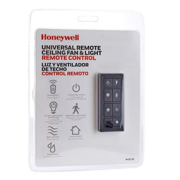 Honeywell Universal Remote Ceiling Fan & Light Control - 3-Speed with ...