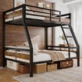 Honfach Twin Over Full Metal Bunk Bed, Heavy Duty Frame with Ladder ...