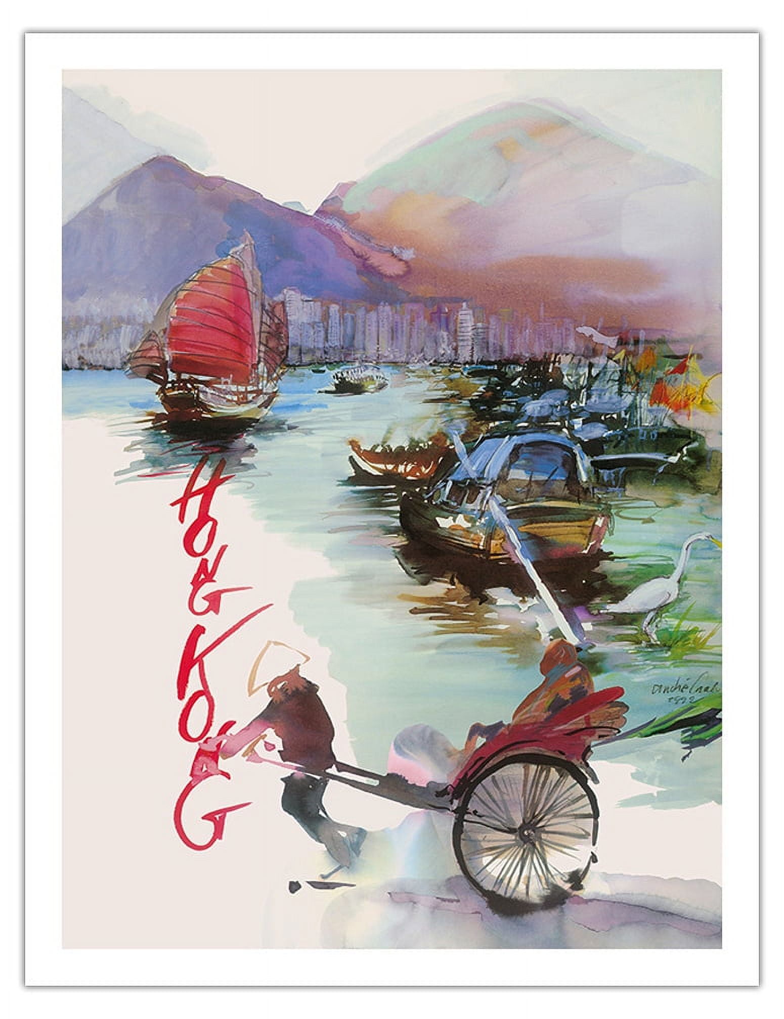 Hong Kong - China - SAS Scandinavian Airlines System - Rickshaw Junk Sail Boats - Vintage ...