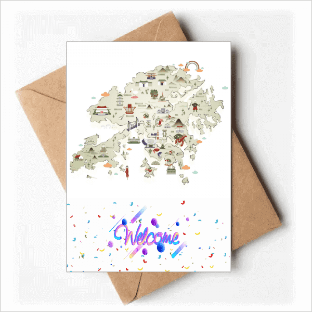 Hong Kong Hiking Locations Map China Welcome Back Greeting Cards ...