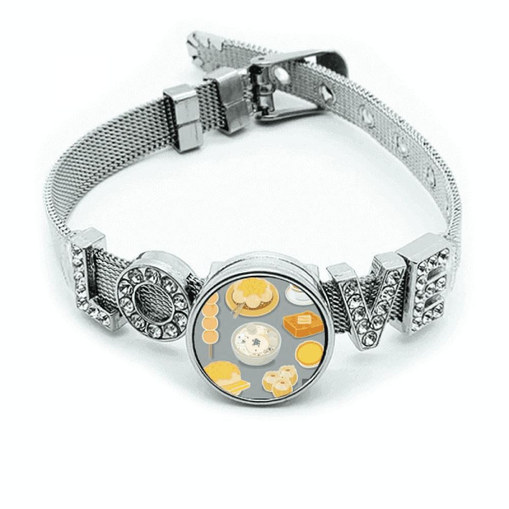 Hong Kong Local Cuisine Food Bracelet Wristband Crystal Love Adjustable ...