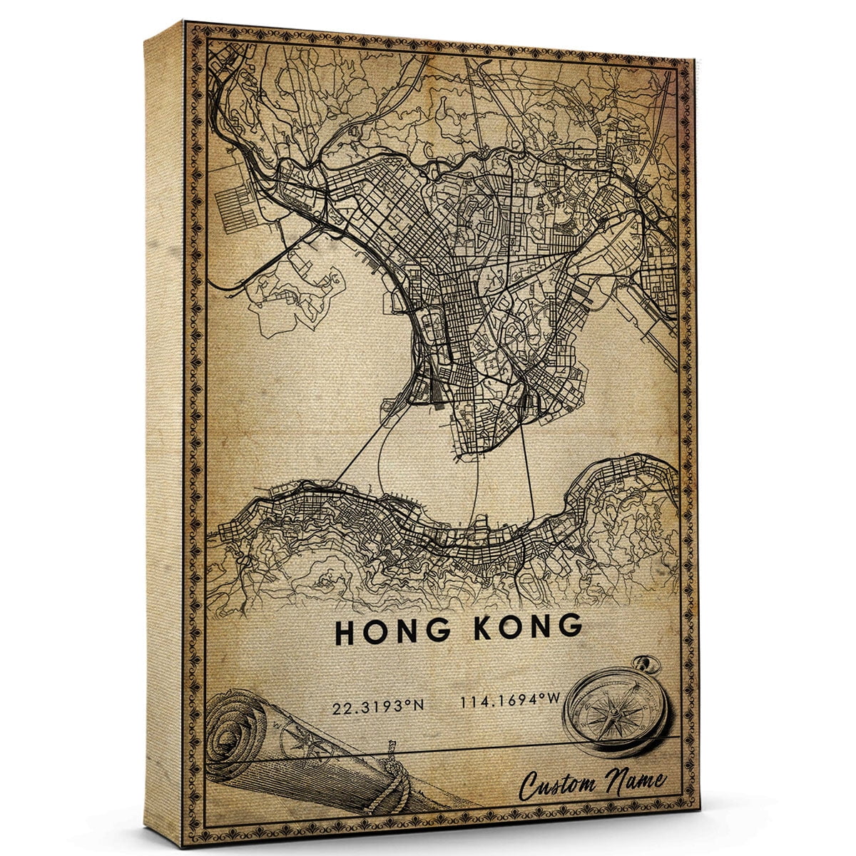 Hong Kong Map Poster, Hong Kong road Map Art Poster, Canvas,, Hong Kong ...