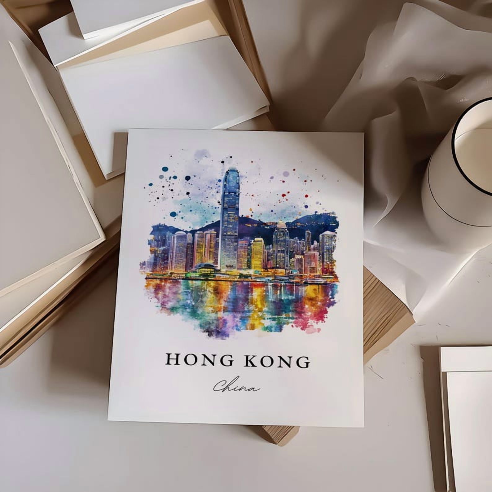 Hong Kong Wall Art Hong Kong Print Hong Kong Watercolor Hong Kong ...