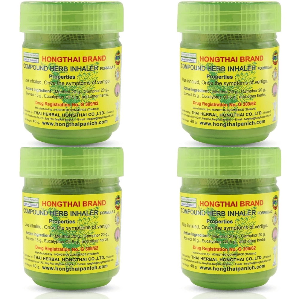 Hong Thai Traditional Thai Herbal Nasal Inhaler, 10 g – Natural Menthol ...