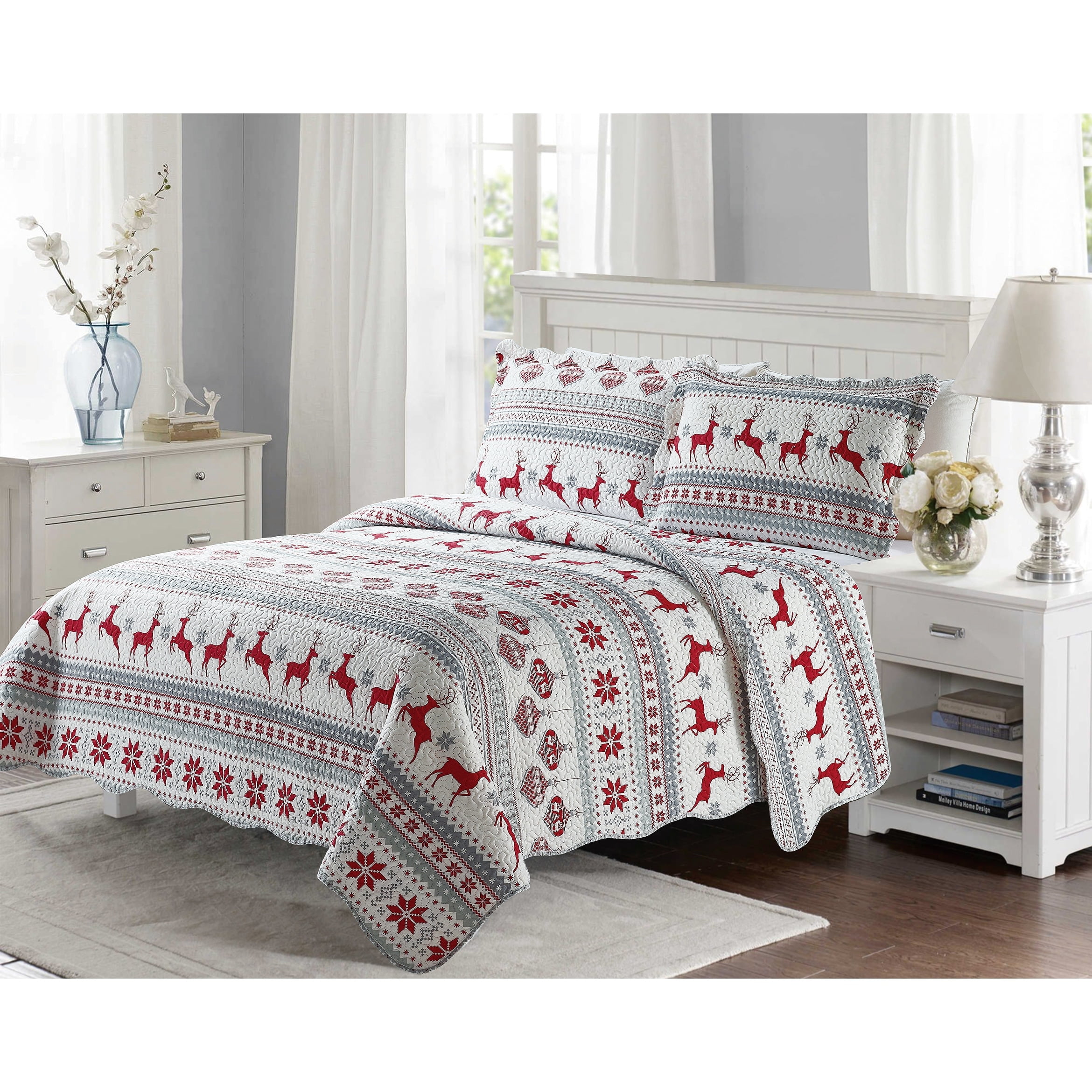 Hong and Arts Inc. Printed Embossed Pinsonic Coverlet Bedspread Ultra ...