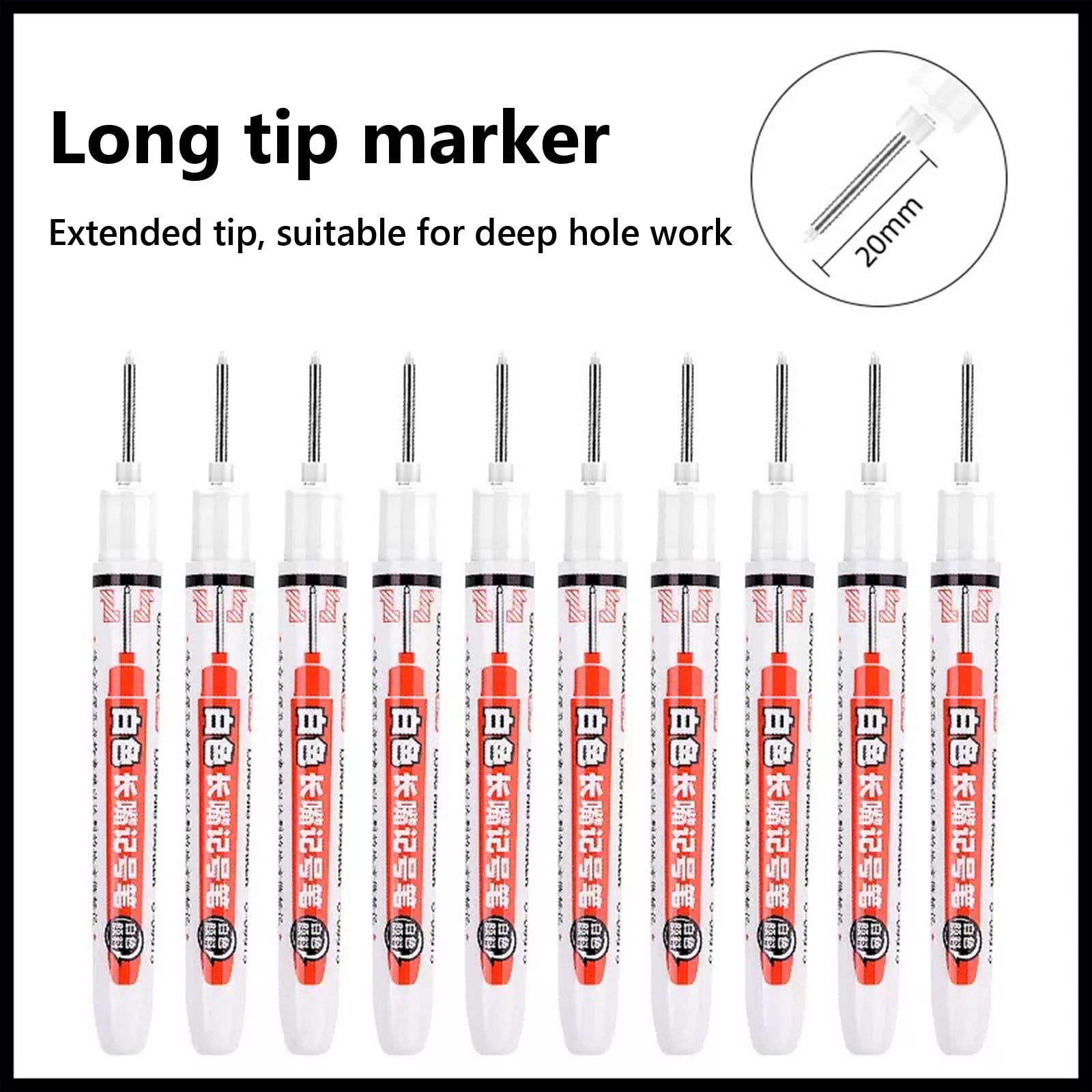 HongHeng 10Pc Deep Reach Markers Long Nose Marker Waterproof Deep Hole ...