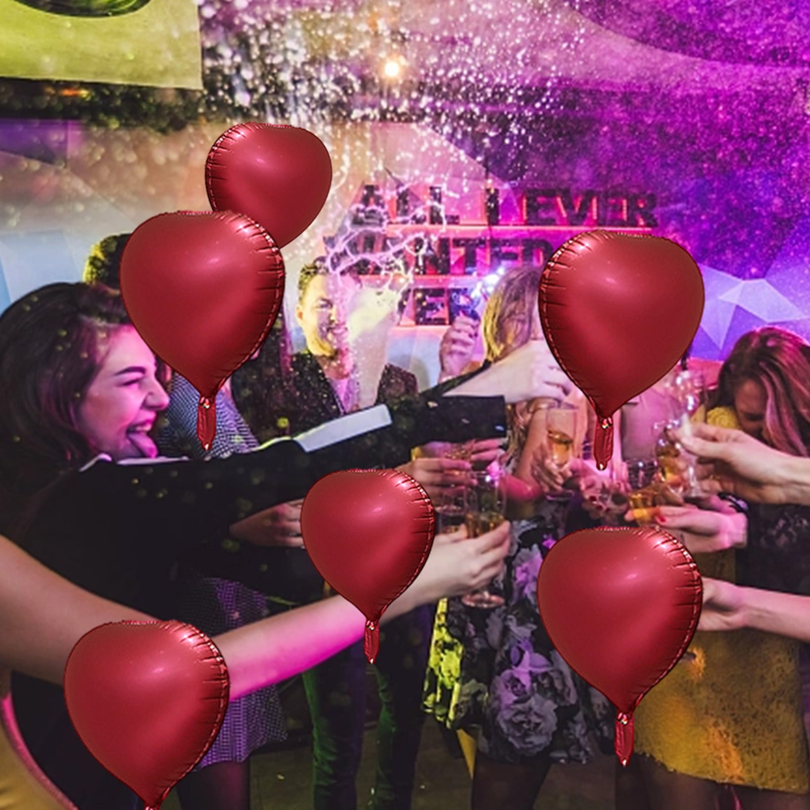 HongHeng 10Pcs Foil Heart Shaped Balloons 17 Inch Heart Mylar Balloons ...