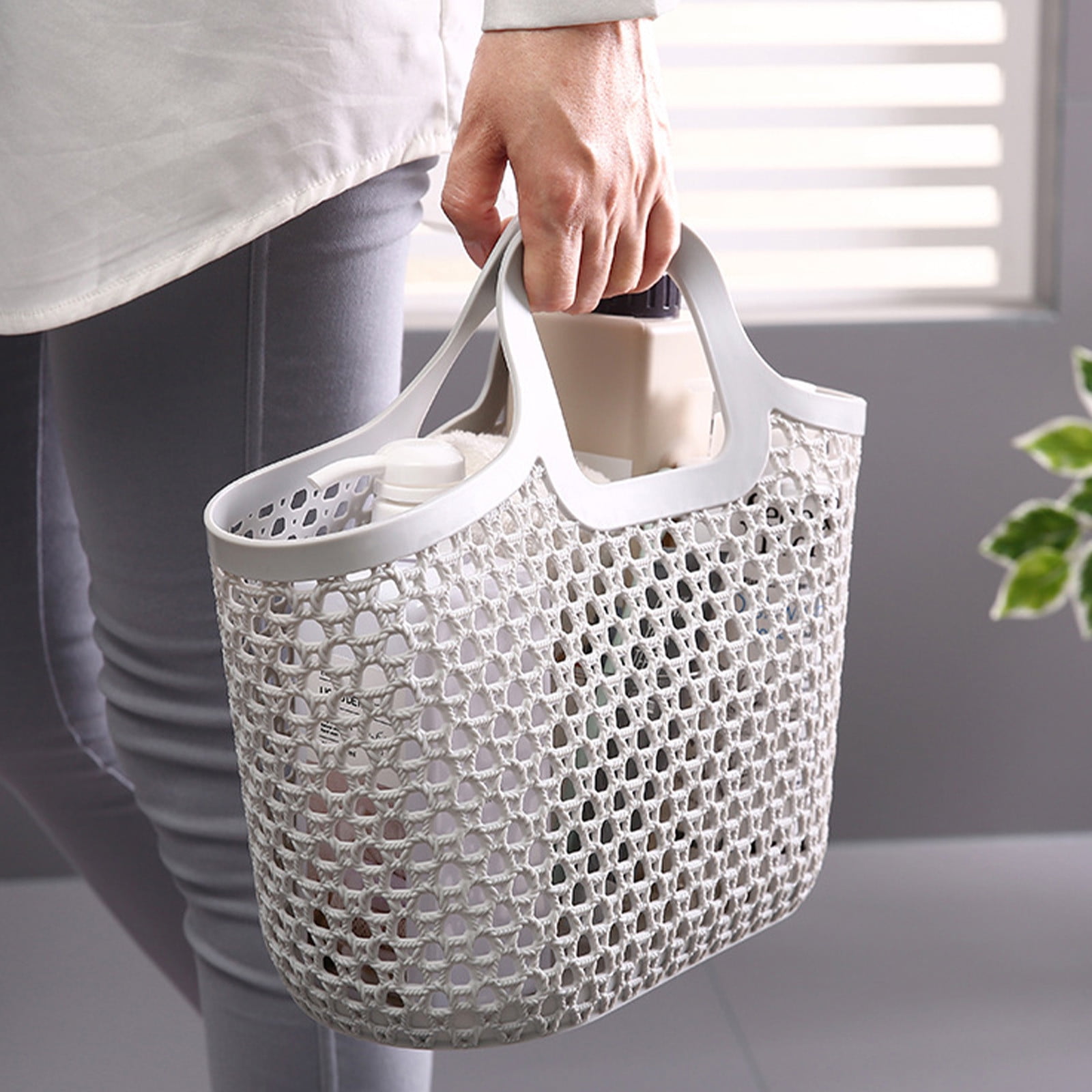 HongHeng 1Pc Biomass Plastic Laundry Storage Basket with Handle, Slim ...