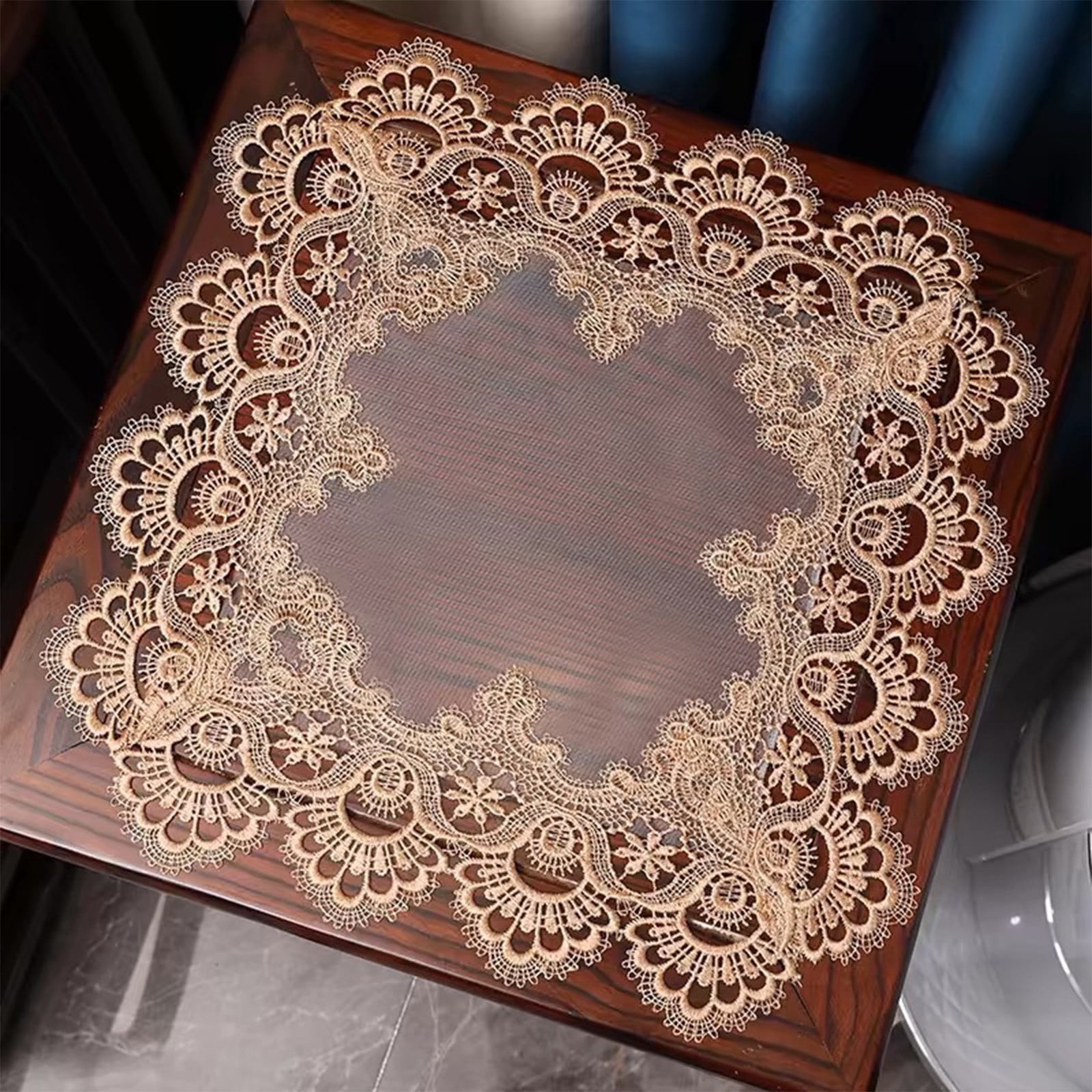 HongHeng 1Pc Lace Placemats Neutral Earth Tones Placemats, Dresser ...