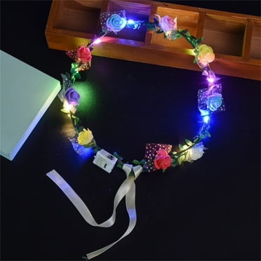 10 Pcs LED Flower Headband Colofu Light Up Flower Wreath Crowns for ...