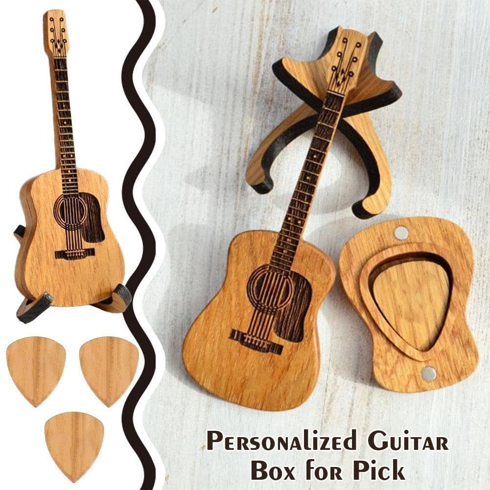 HongHeng 1Pc Wooden Acoustic Guitar with 3 Guitar Pick, Wood Portable ...