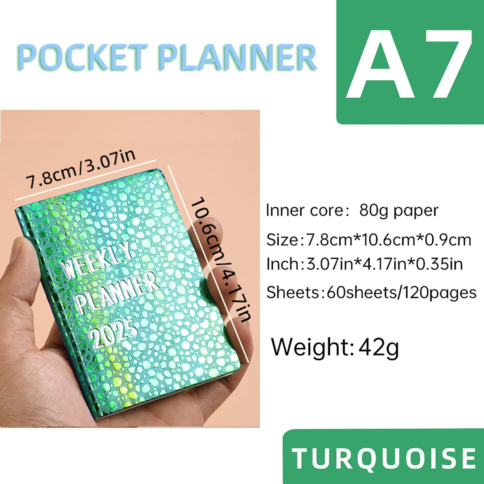 HongHeng 2025 Weekly Planner Mini Pocket Calendar Monthly Planner for ...