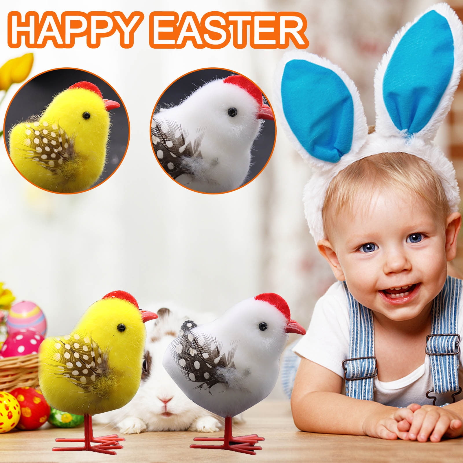 HongHeng 2Pcs Realistic Fake Easter Chicks Decor,Chirping Baby Chicks ...