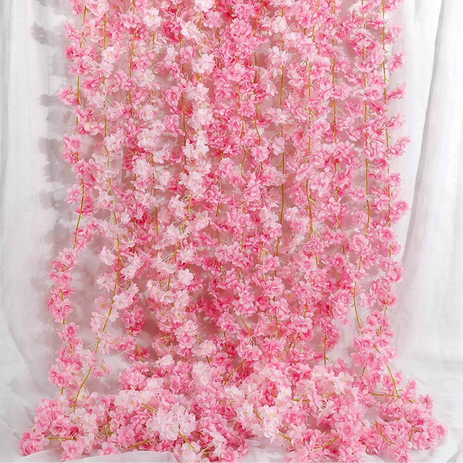 HongHeng 70" Artificial Cherry Blossom Vine Hanging Plants Faux Sakura ...
