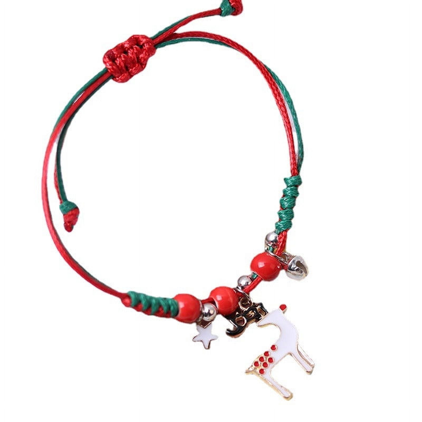 HongHeng Christmas Bracelets Xmas Adjustable Beaded Charm Pendants ...