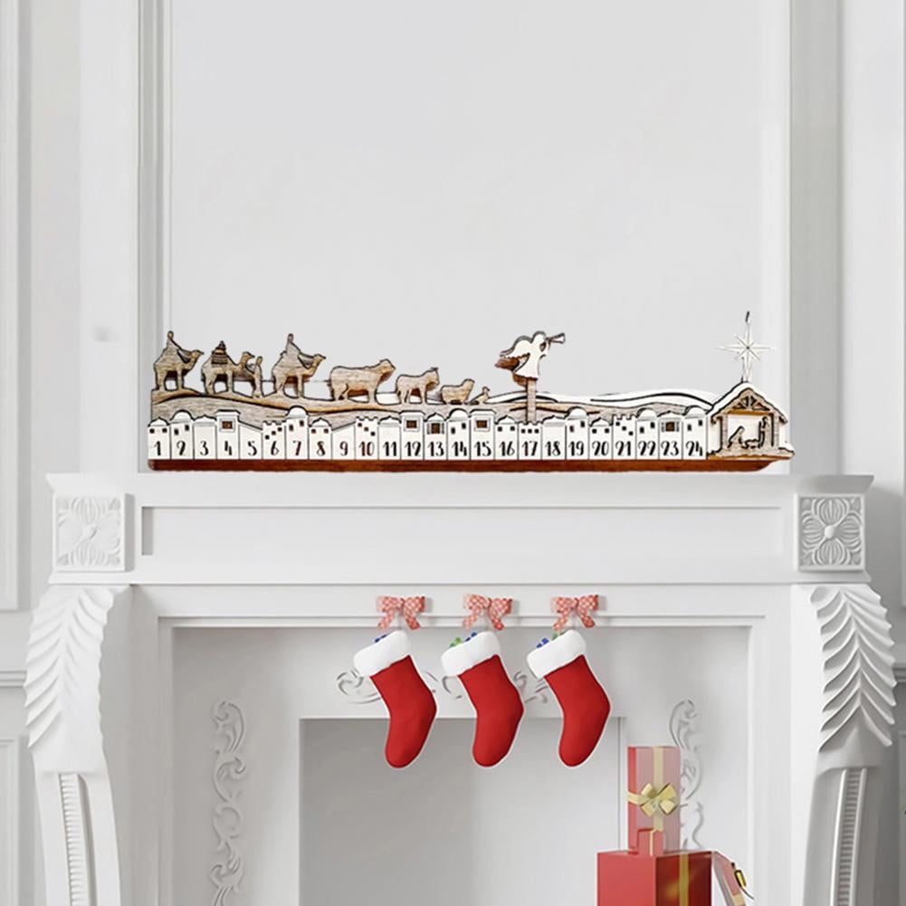 HongHeng Christmas Nativity Ornaments Wooden Advent Calendar Scene ...