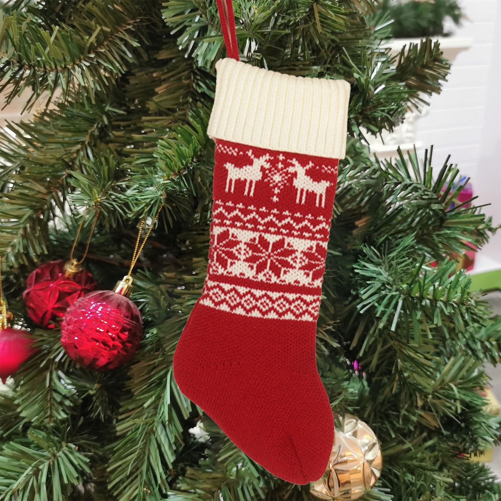 HongHeng Christmas Stocking Set of 2,17 Inch Red Christmas Stockings ...
