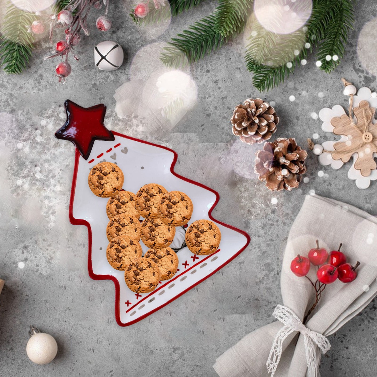HongHeng Christmas Tree Shaped Dish - Decorative Ceramic Serving ...