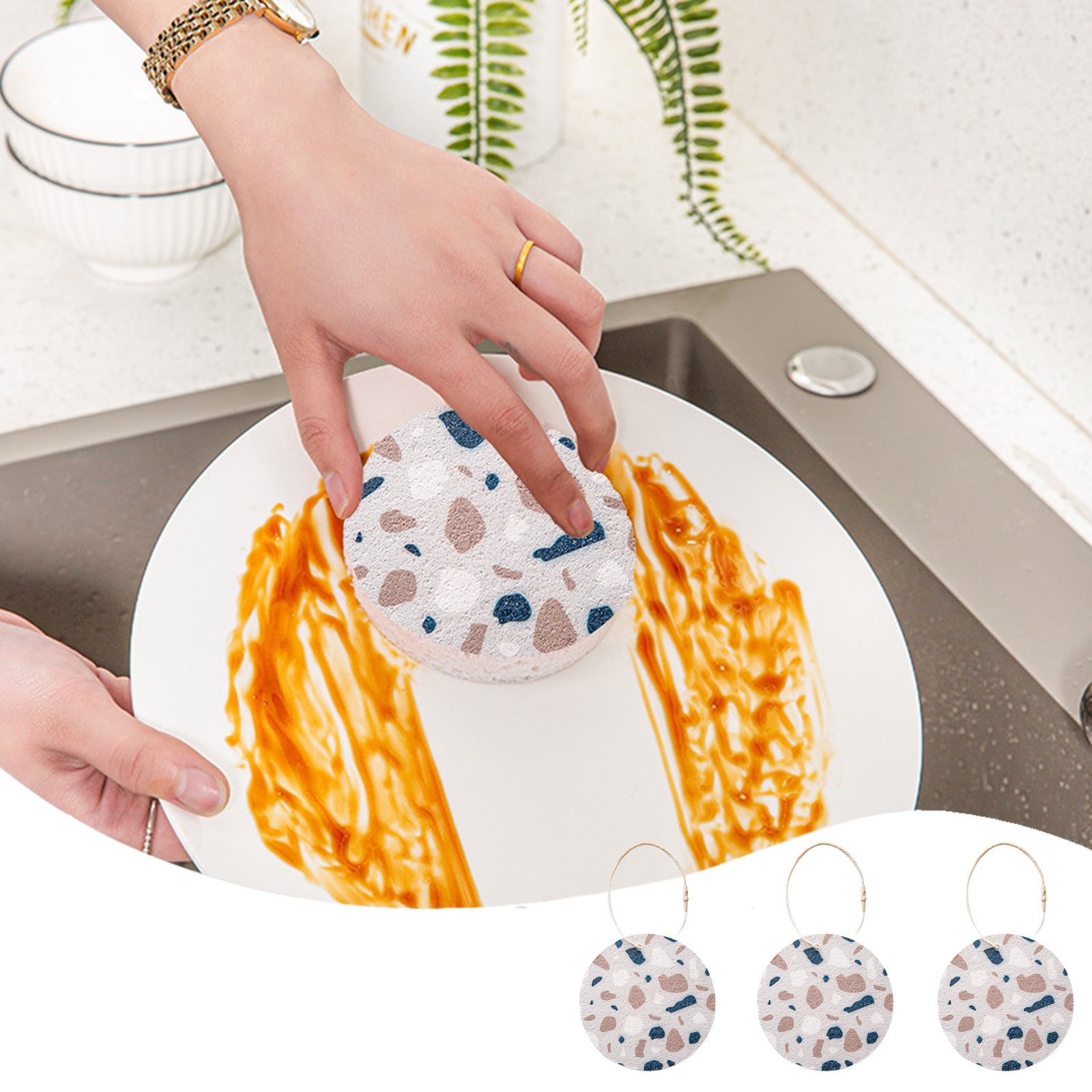 HongHeng Clearance Under $2.00 3Pcs Compressed Wood Pulp Cotton Sponge ...