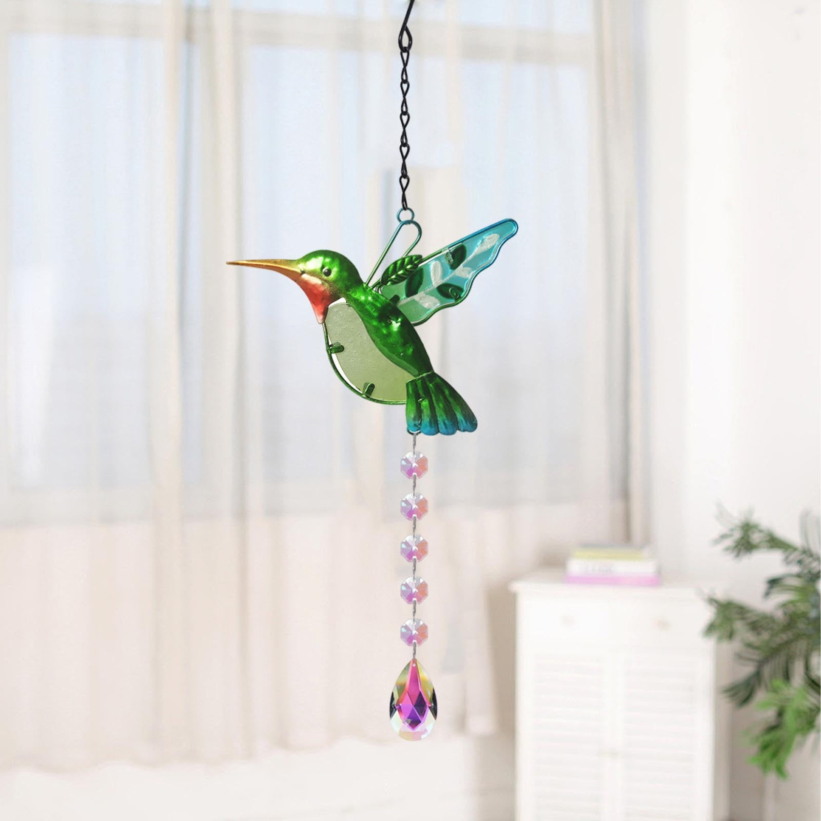 HongHeng Crystal Suncatchers Hanging, Stained Glass Hummingbird Crystal ...