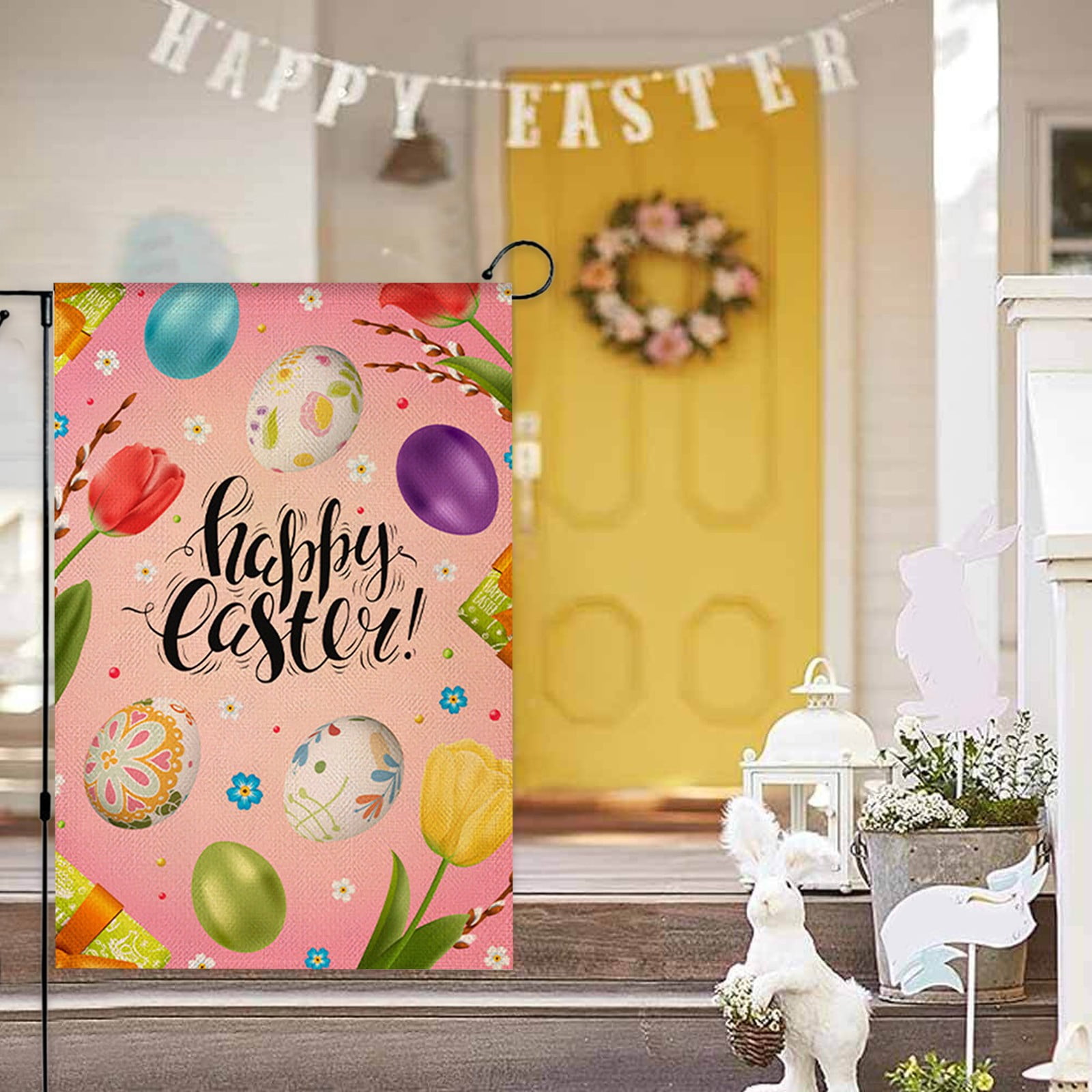 HongHeng Easter Garden Flag, Easter Decor Bunny Eggs Yard Flag 13x17 ...