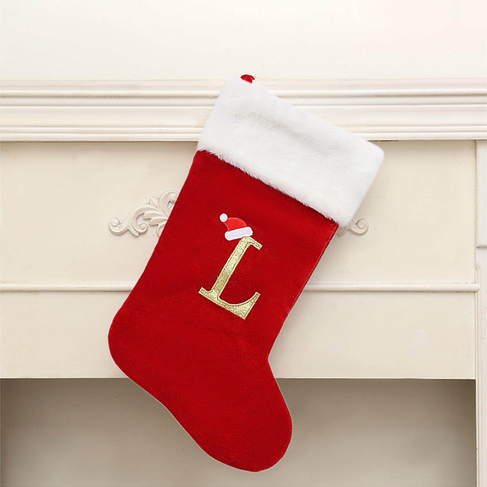 HongHeng Monogram Embroidered Letter Christmas Stocking Soft Velvet ...
