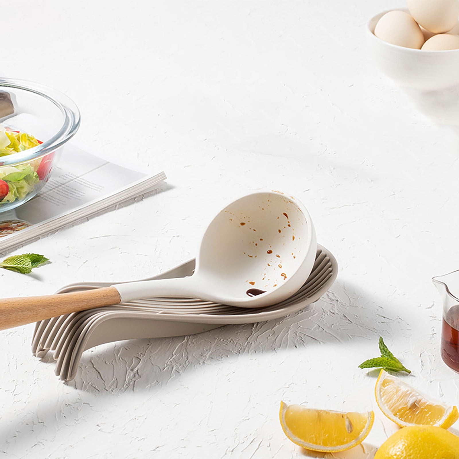 HongHeng Silicone Spoon Rest, Large Ceramic Spoon Holder for Stove Top ...