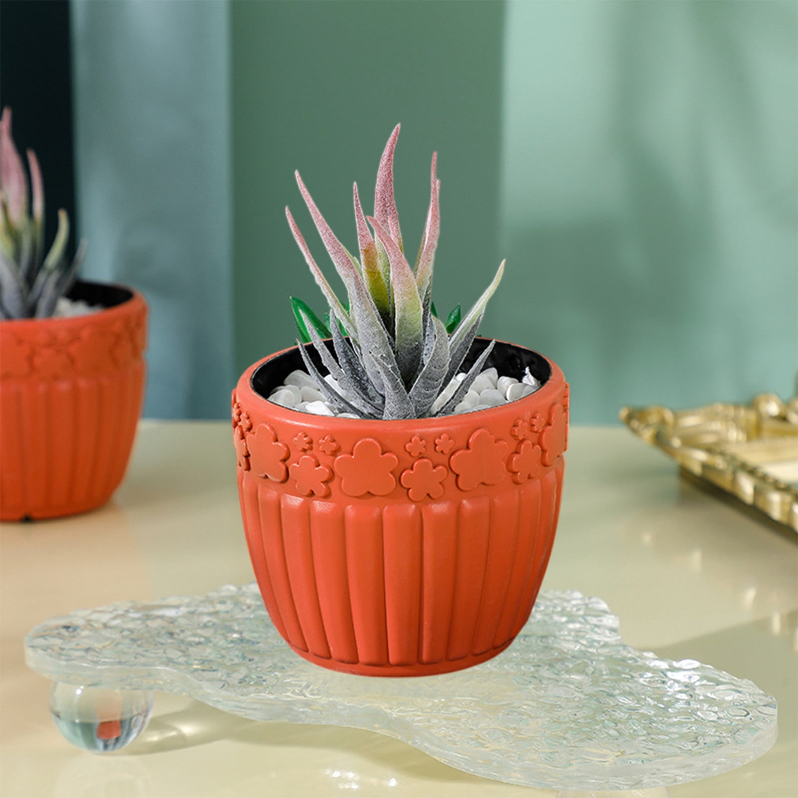 HongHeng Small Plant Pots, 1 Pack Plastic Planters with Drainage Holes and Saucers for Flowers ...