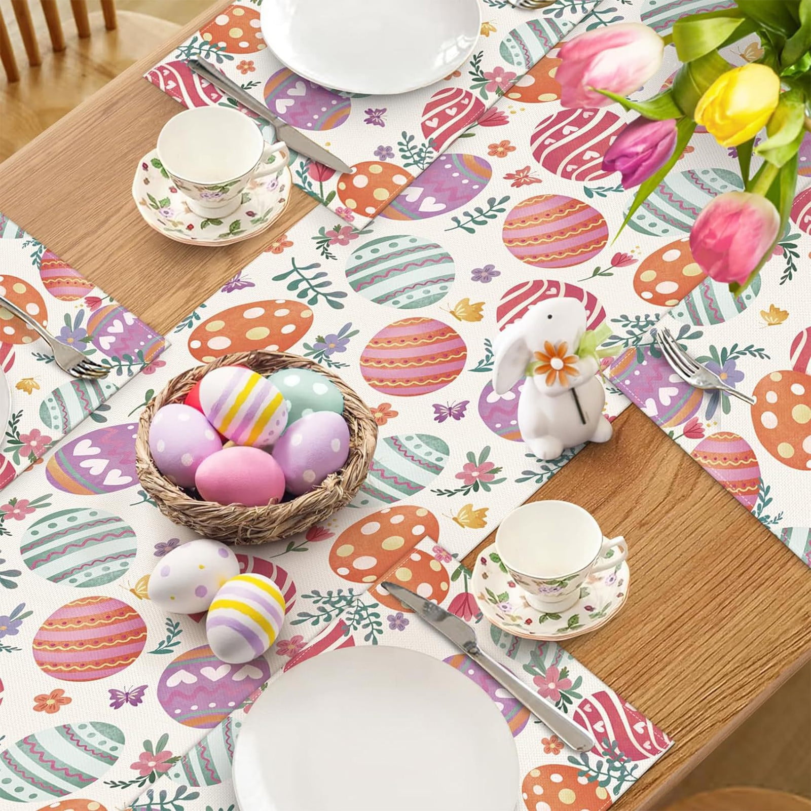HongHeng Watercolour Easter Eggs Coffee Table Runner Dining Table ...