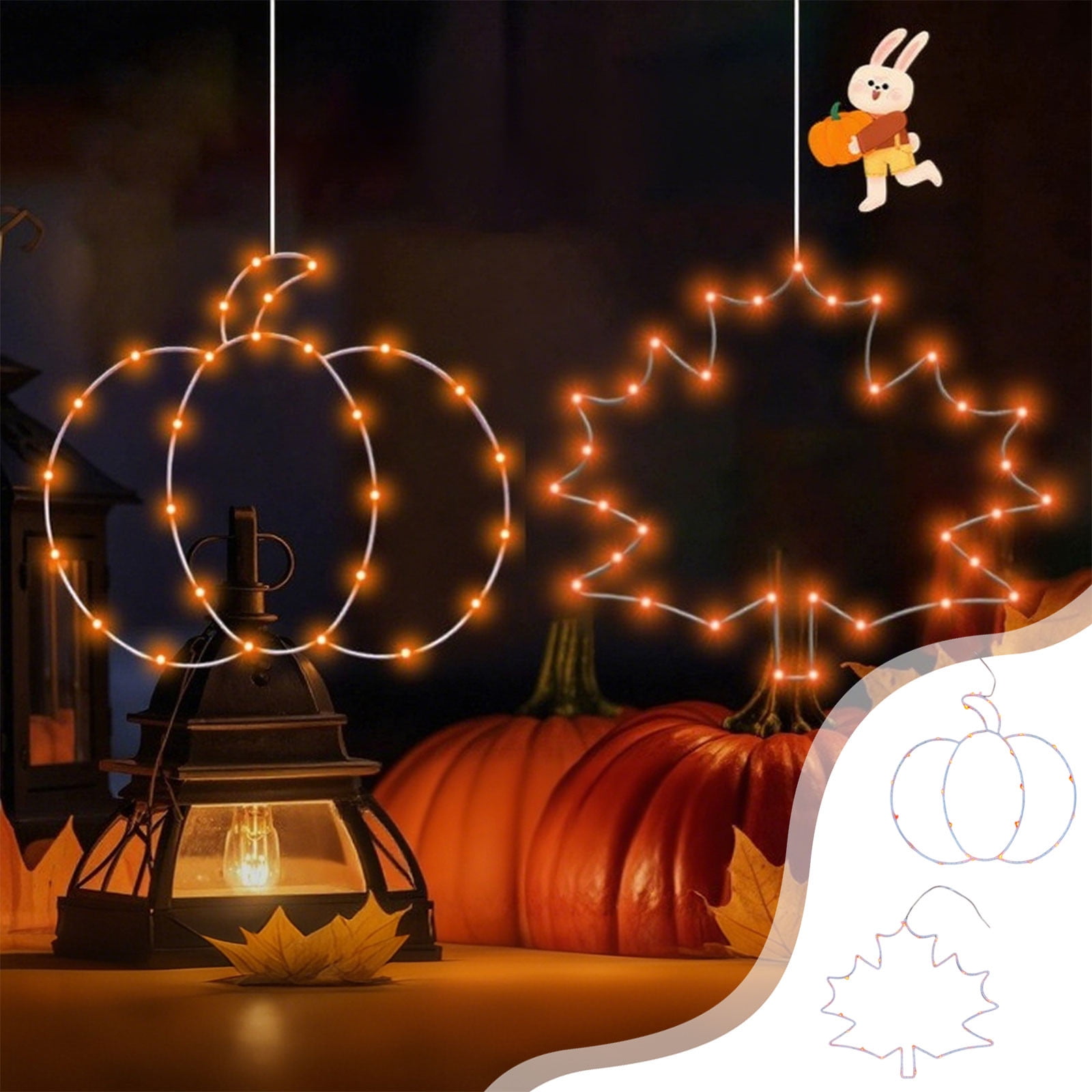 HongMinWen 2PCS Thanksgiving Window Lights,Led Battery/USB Operated ...