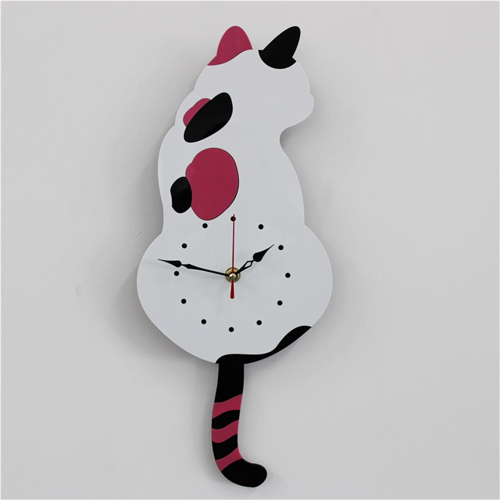 HongMinWen Wall Clock Creative DIY Cat Acrylic Wall Clock with Swing ...