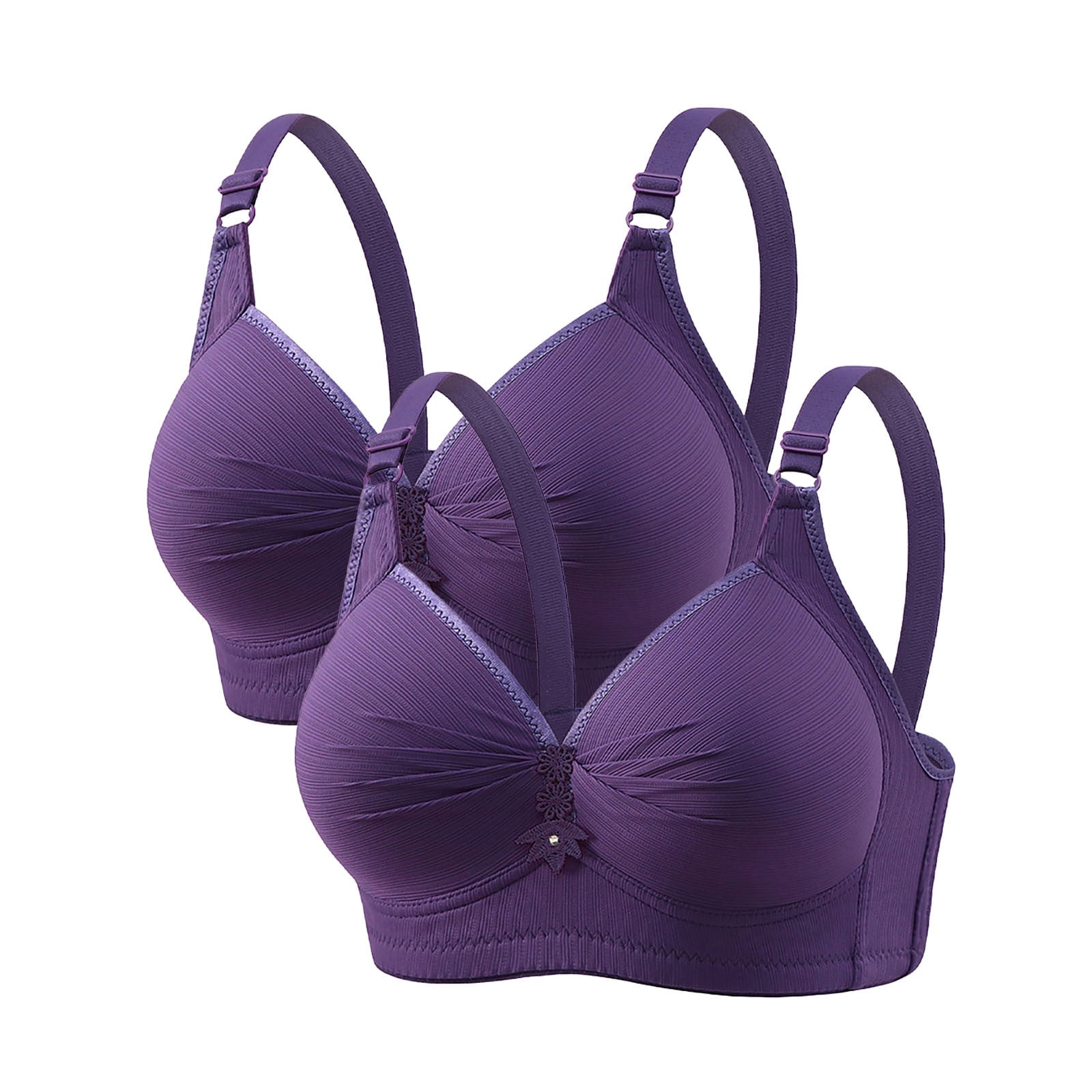 HongQid 2PCS Wireless Everyday Bra Soft Stretch Bra Push Up for Curvy ...