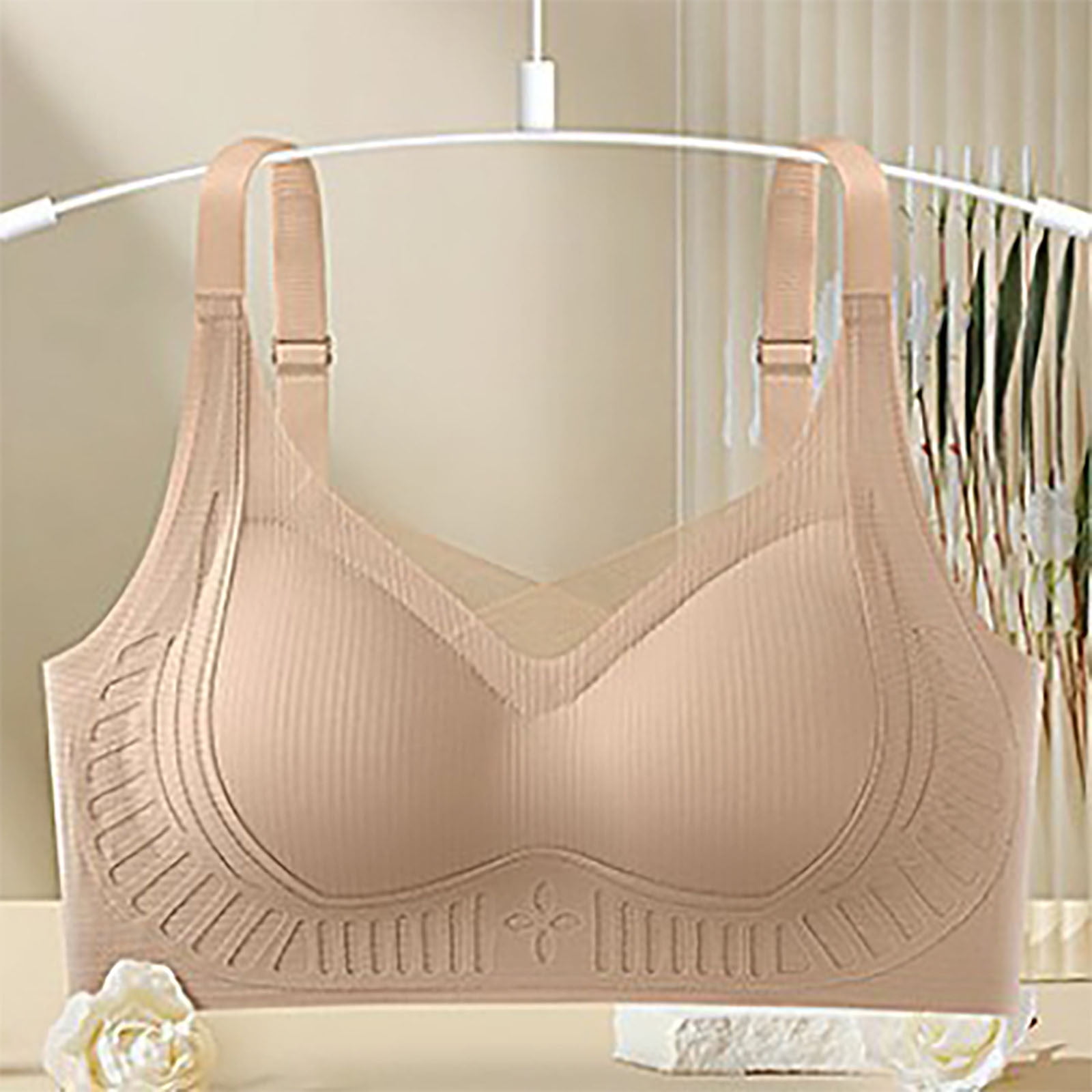 HongQid Bra Wireless V Neck Maternity Nursing Bra Low Cut Bralette ...