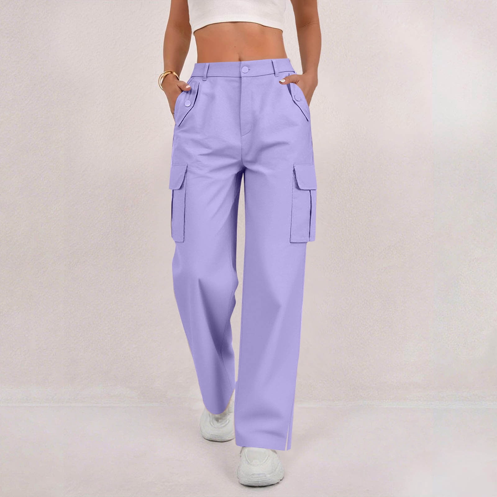 HongQid Cargo Pants for Women High Waisted Women's Casual Cotton Pants ...