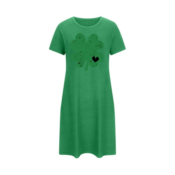 HongQid Nightgowns for Women Short Sleeves Sleep Shirt Crew Neck Night ...