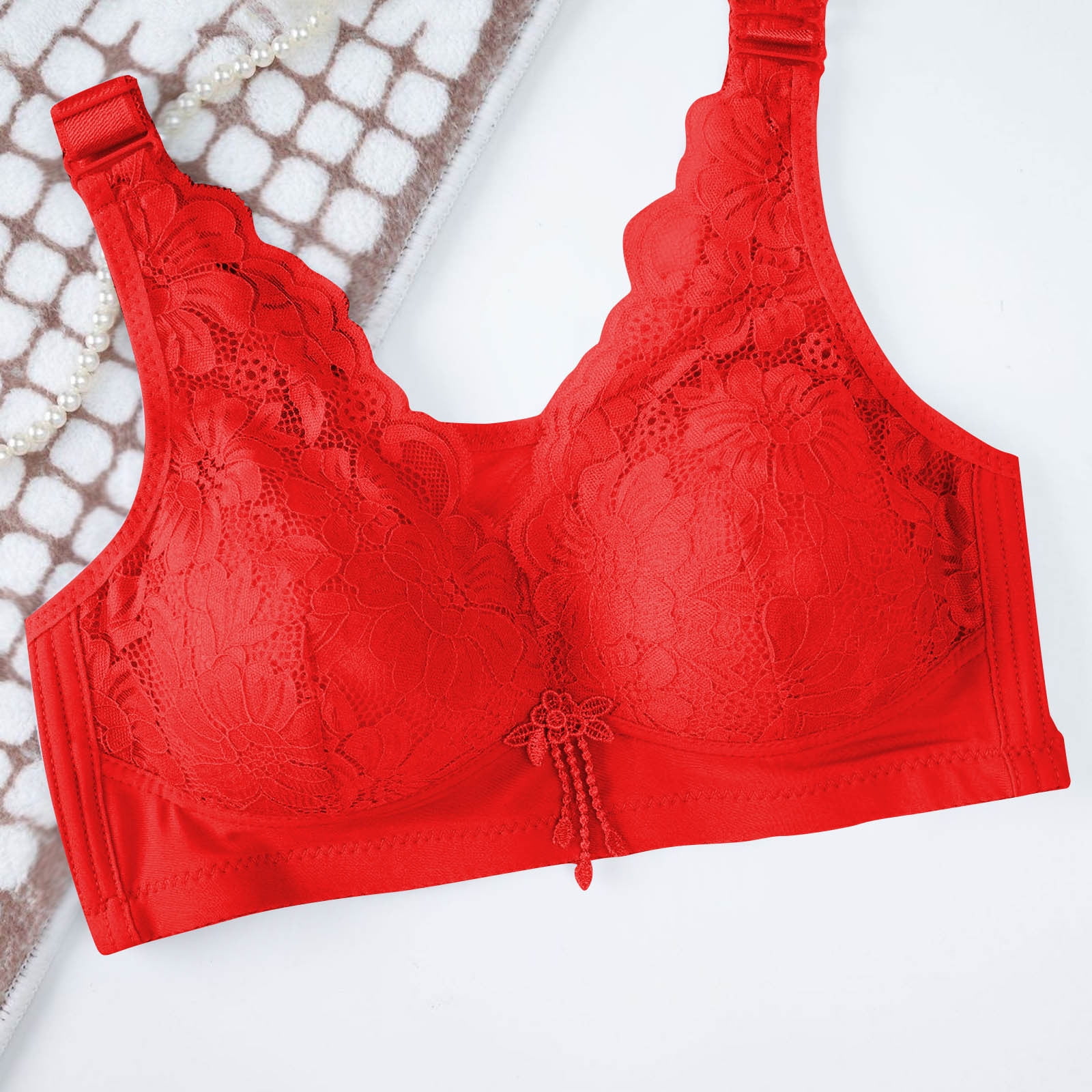 HongQid Plus Sized Bra for Women Lace Seamless Bras No Underwire ...