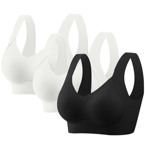 HongQid Supportive Wireless Lift Bra for Women, 3PCS Comfortable Full ...