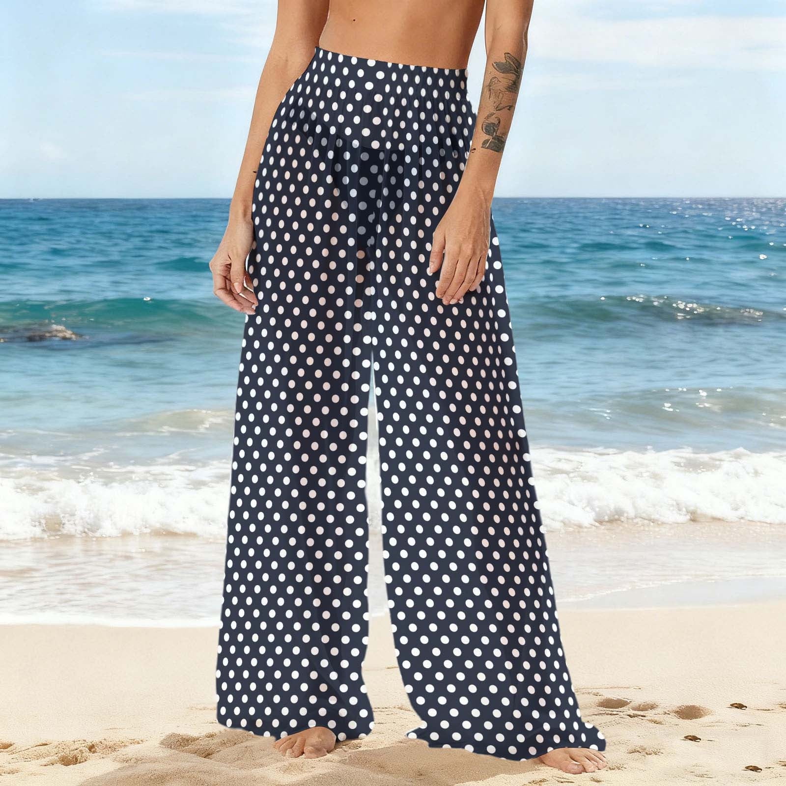 HongQid Women See Through Mesh Flare Cover up Pants Swimsuit Bikini ...
