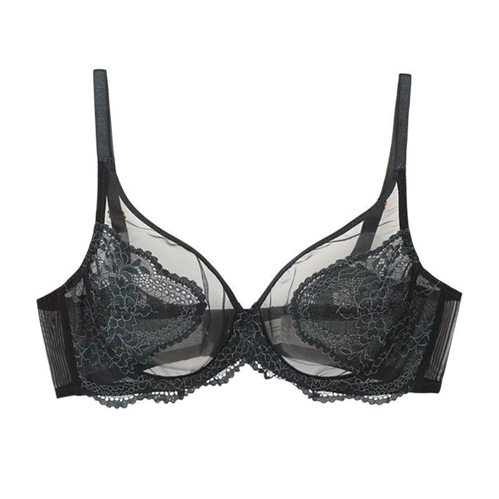 HongQid Women's Balconette Bra Lace Push Up Bras Wireless See Through ...