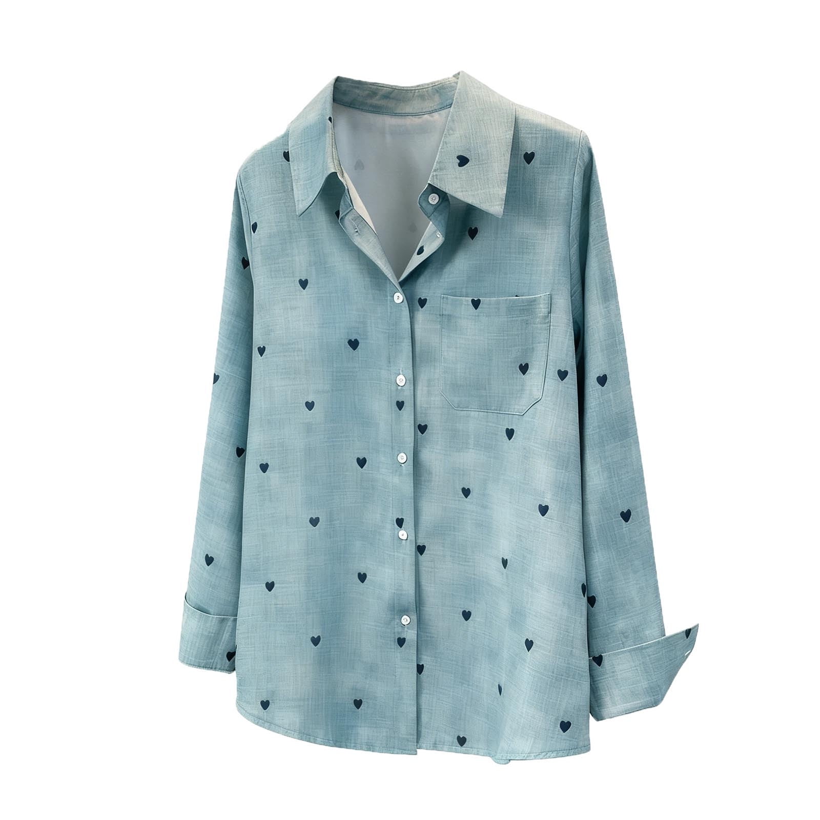 HongQid Women's Button Down Shirts Long Sleeve Graphic Dress Shirt ...