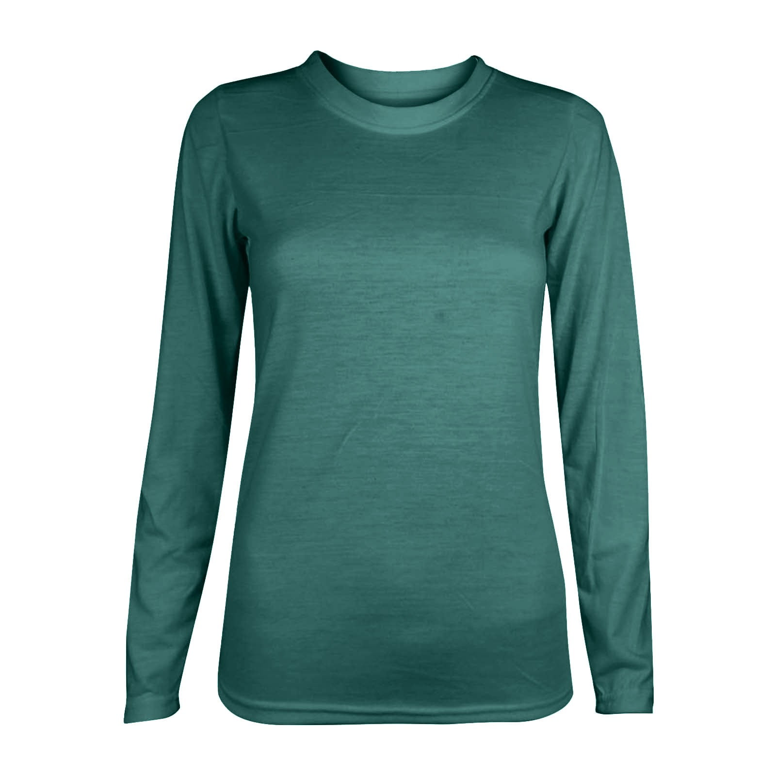 HongQid Women's Crew Neck Long Sleeve Shirts Basic Loose Fit Layering ...